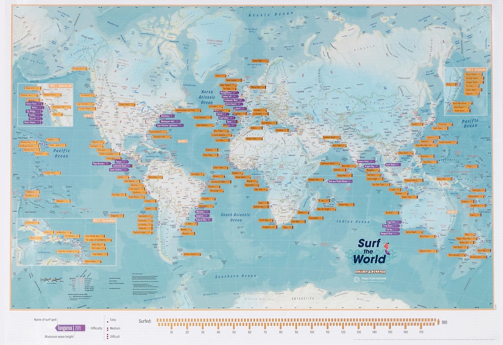 Scratch Map Surf the World Collect & Scratch | 60 x 42 cm | Maps ...
