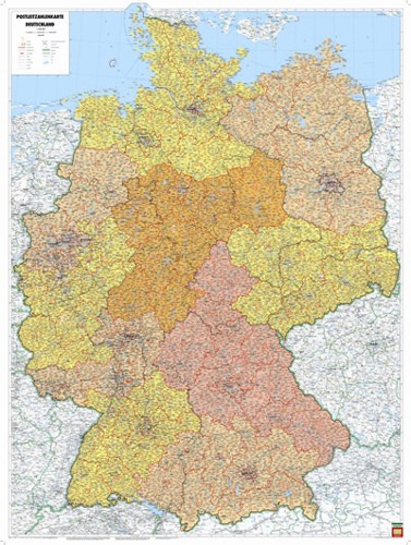 Wegenkaart - landkaart Duitsland met postcodes | 97 x 129 cm | Freytag ...