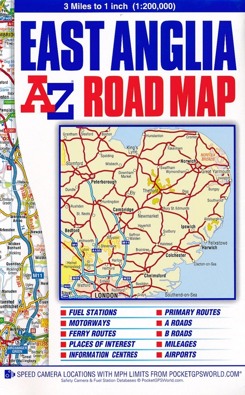 Wegenkaart - landkaart Road Map East Anglia | A-Z Map Company ...