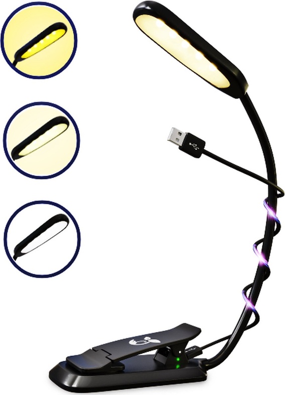 Leeslampje voor boek - Leeslampje met klem - Bed- en bureaulamp ...