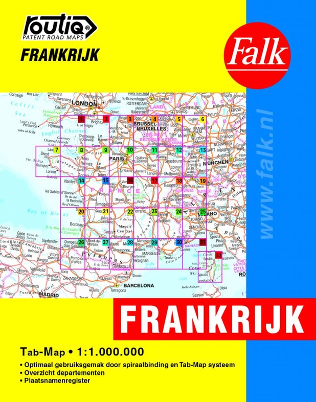 Wegenatlas Autokaart Frankrijk tab map | Falk | 9789028715059 ...
