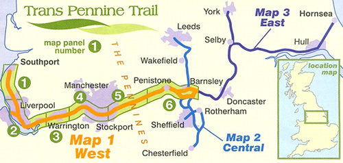 Fietskaart Trans Pennine Trail Map 1 West Irish Sea to Yorkshire ...