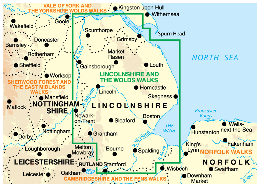 Wandelgids 50 Pathfinder Guides Lincolnshire and the Wolds | Ordnance ...