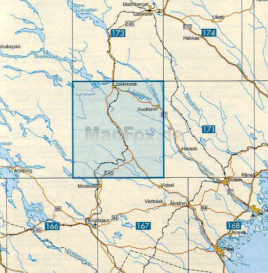 Wegenkaart - landkaart 170 Vägkartan Jokkmokk | Lantmäteriet ...