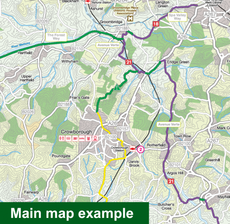 Fietskaart 7 Cycle Map Central Sussex & South Surrey | Sustrans ...