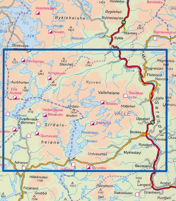 Wandelkaart 2796 Turkart Setesdal Vesthei Nord | Nordeca ...