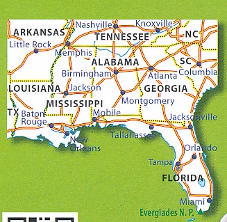 Wegenkaart - landkaart 177 Deep South and Florida | Michelin ...