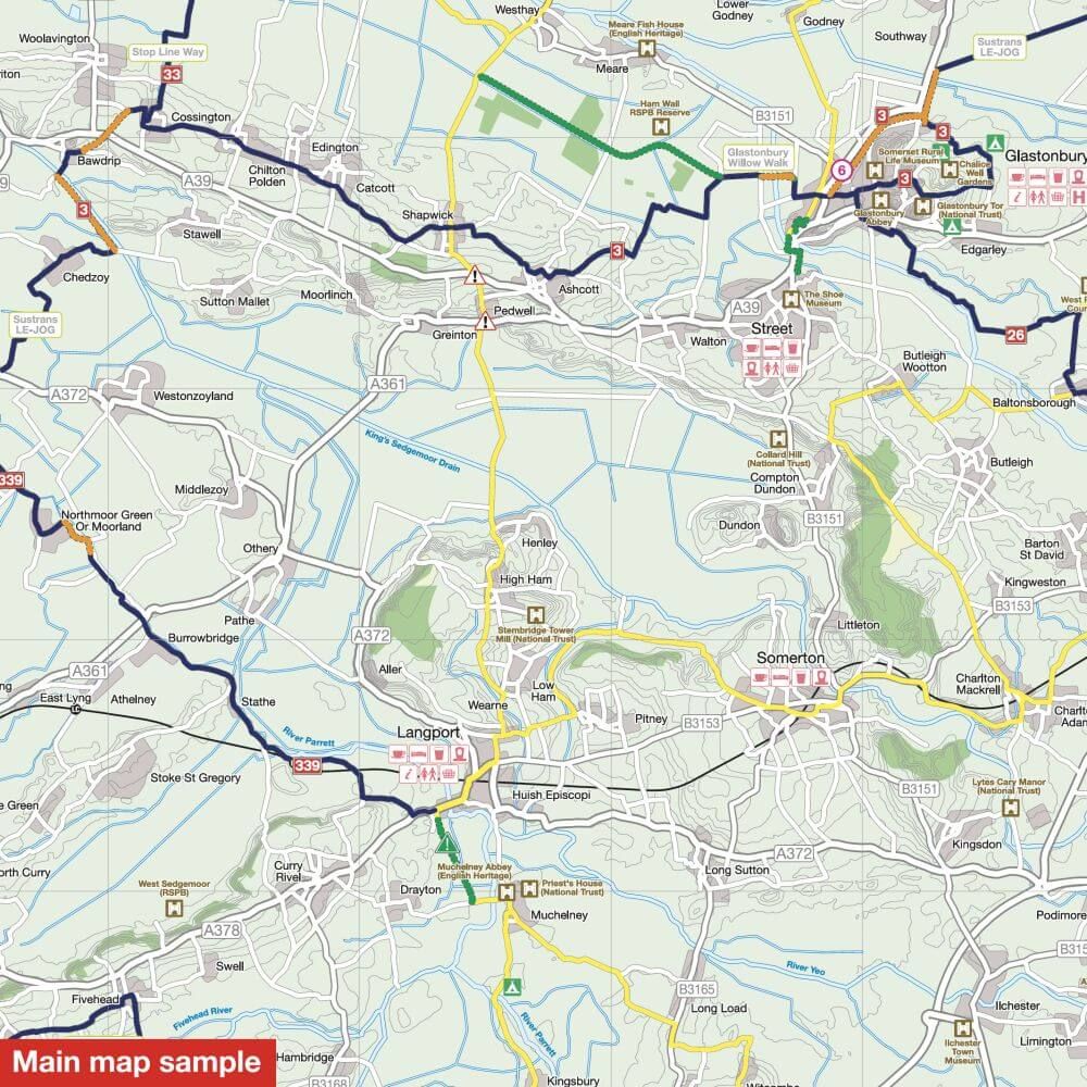 Fietskaart 4 Cycle Map Somerset Levels | Sustrans | 9781910845868 ...