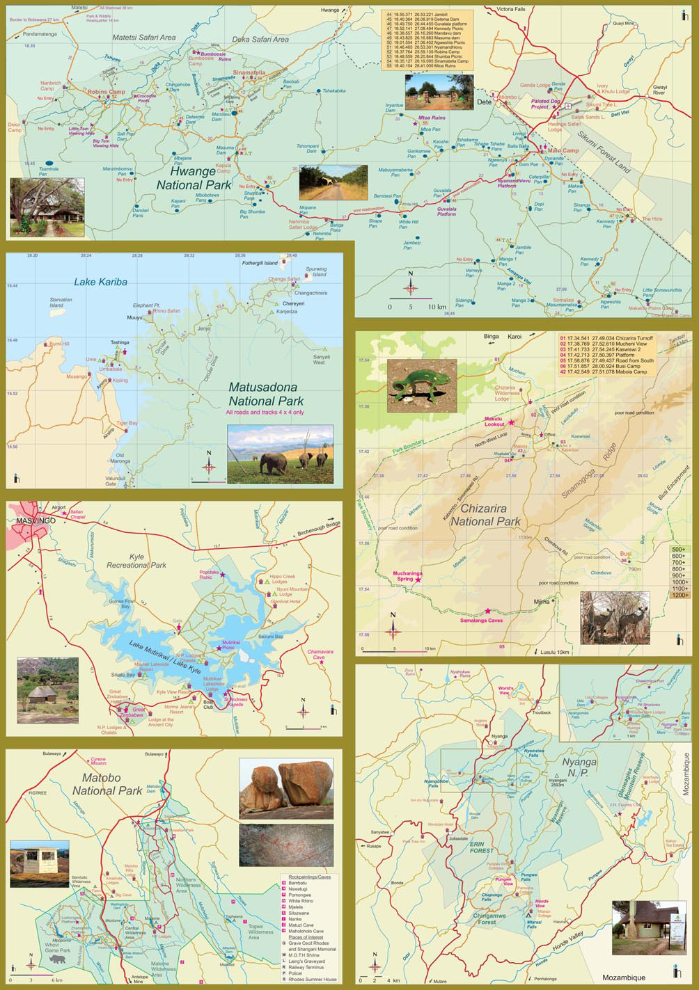Wegenkaart - landkaart National Parks of Zimbabwe | Hupe Verlag ...