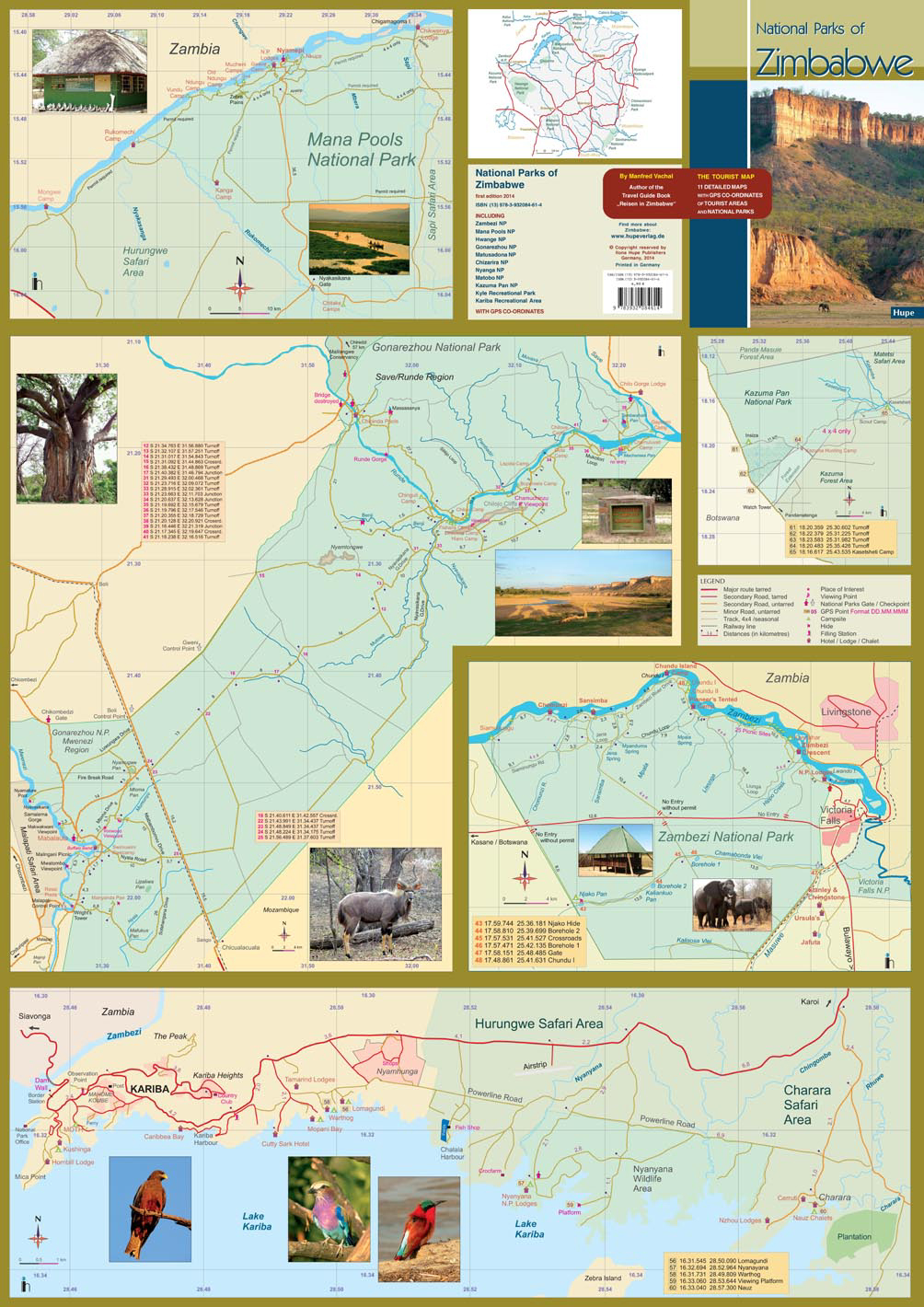Wegenkaart - landkaart National Parks of Zimbabwe | Hupe Verlag ...