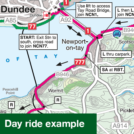 Fietskaart 44 Cycle Map Dundee, Angus & North Fife | Sustrans ...