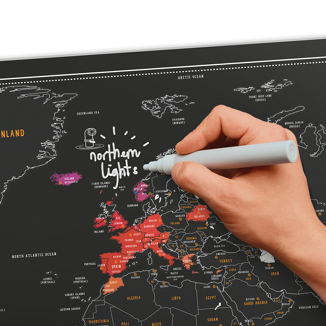 Scratch Map Chalk - Kraskaart met krijtpen | Luckies | 5060146593045 ...