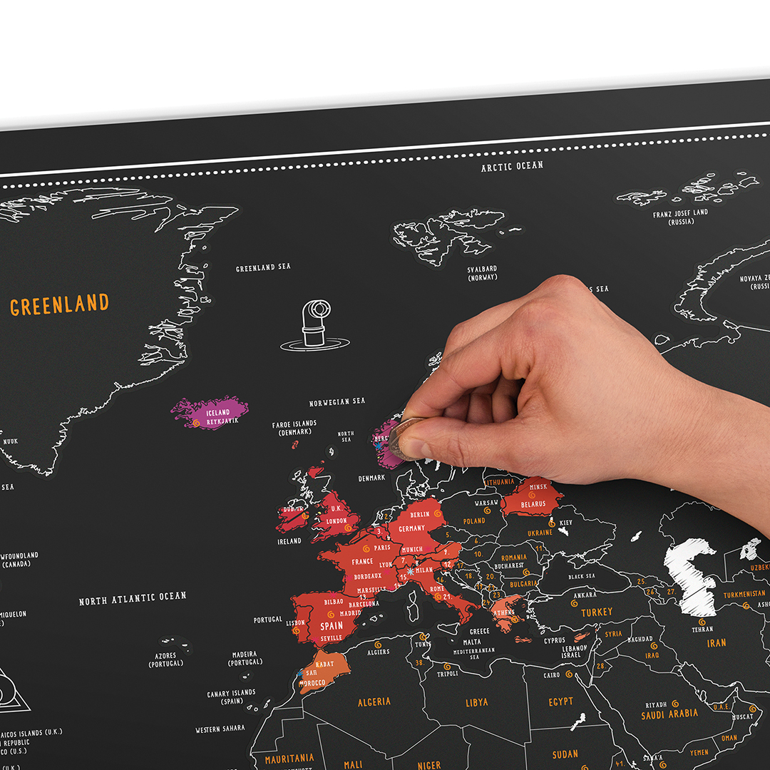 Scratch Map Chalk - Kraskaart met krijtpen | Luckies | 5060146593045 ...