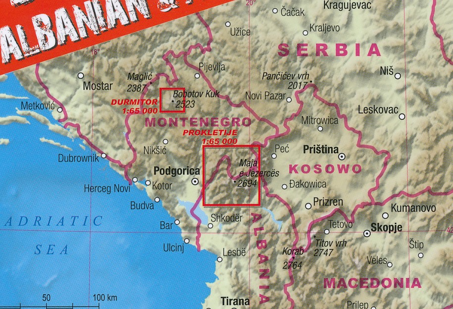 Wandelkaart Trekking map Prokletije - Durmitor | TerraQuest ...
