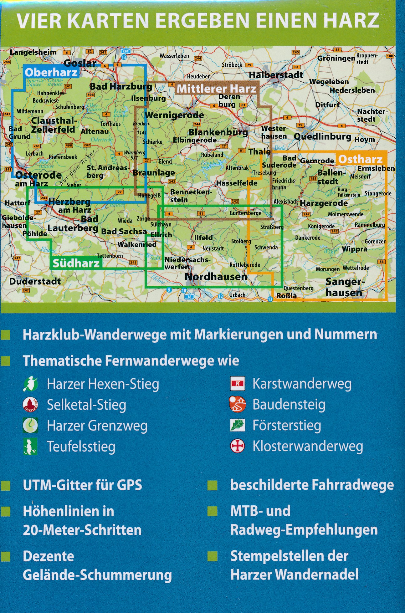 Wandelkaart Der Harz in 4 teilen | Schmidt Buch Verlag | 9783945974049 ...