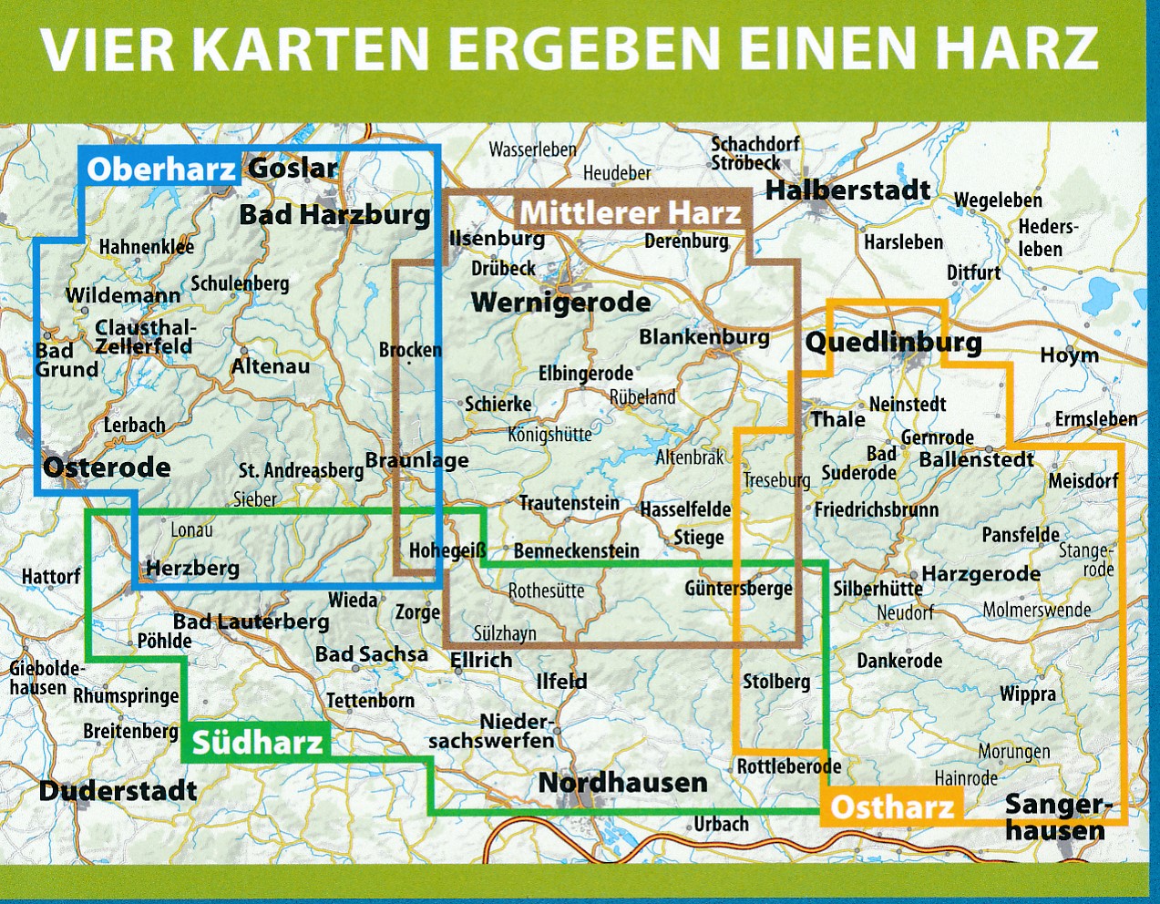 Wandelkaart Der Harz in 4 Teilen | Schmidt Buch Verlag | 9783945974049 ...