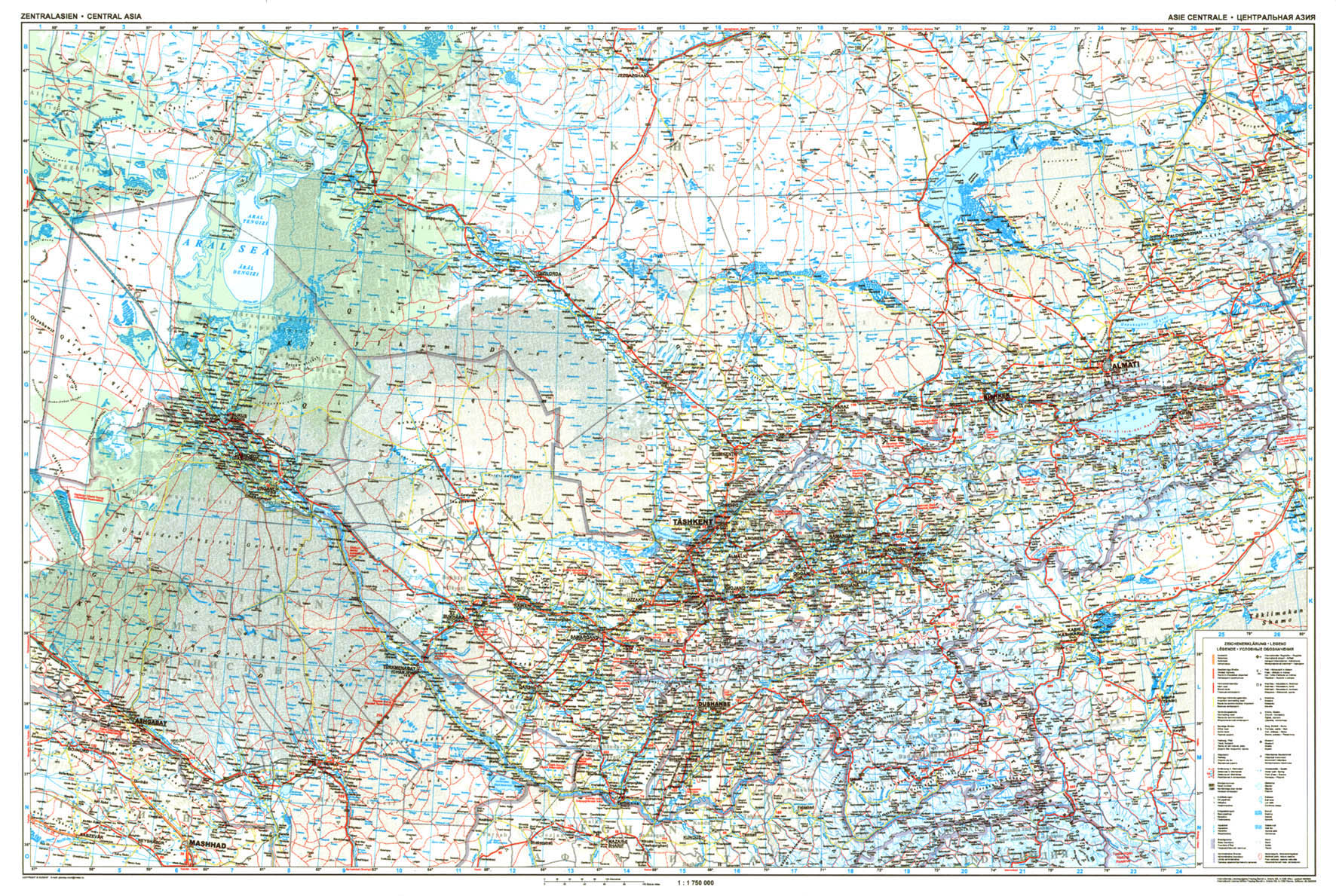 Wegenkaart - landkaart Central Asia - Centraal Azië | Gizi Map ...
