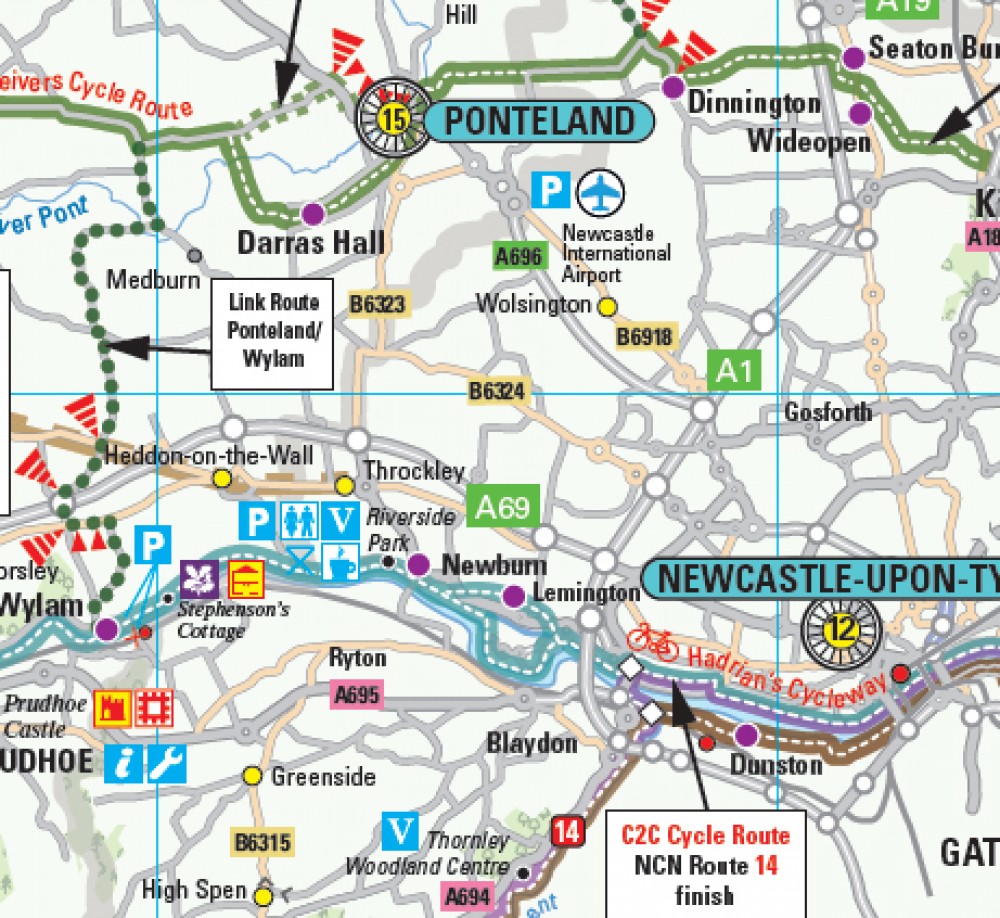 Fietskaart Cycle Touring Map of Northumberland | Northern Heritage ...
