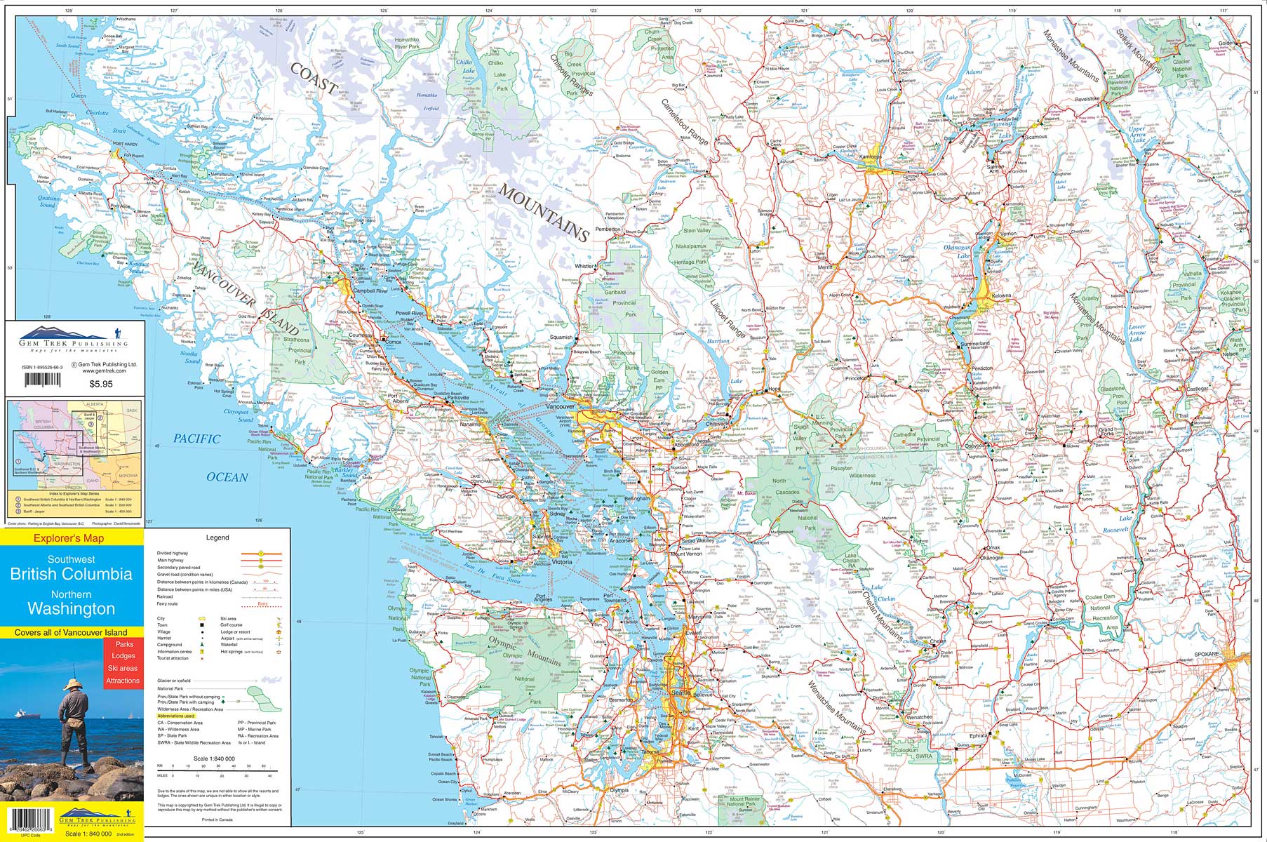 Wegenkaart - landkaart 04 Southwest British Columbia & Northern ...