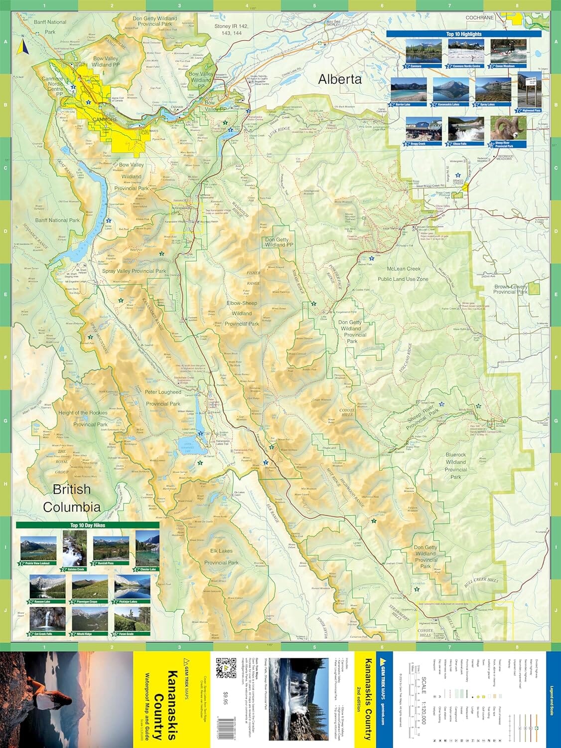 Wegenkaart - landkaart Kananaskis Country | Gem Trek Maps ...