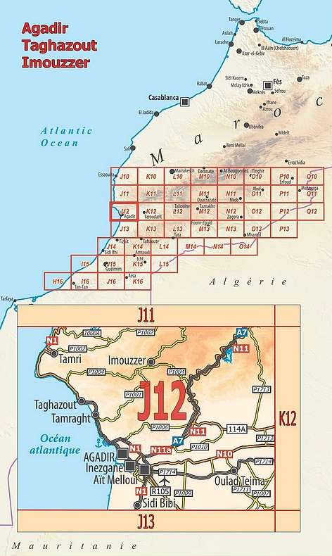 Wegenkaart - landkaart J12 Agadir / Taghazout / Imouzzer | Huber Verlag ...