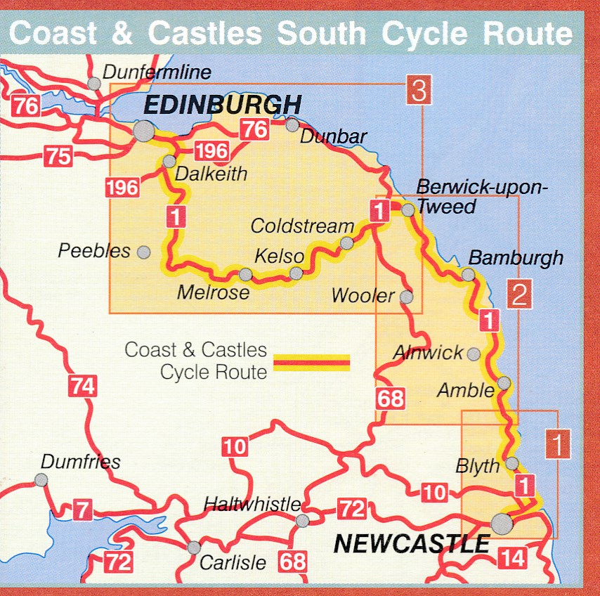 Fietskaart NSCR Coast & Castles Cycle Route (Newcastle - Edinburgh ...
