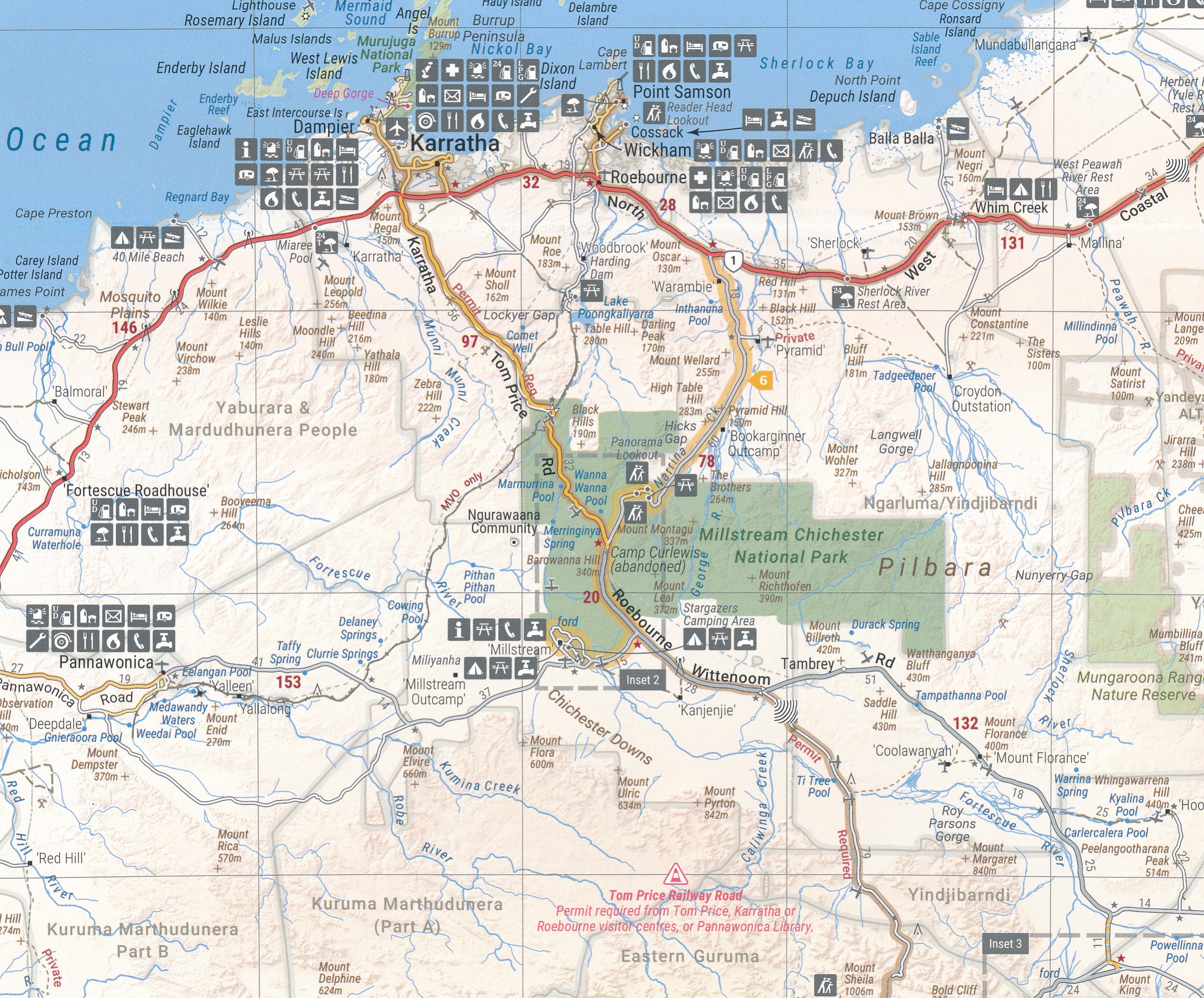 Wegenkaart - landkaart Pilbara and the Coral Coast | Hema Maps ...